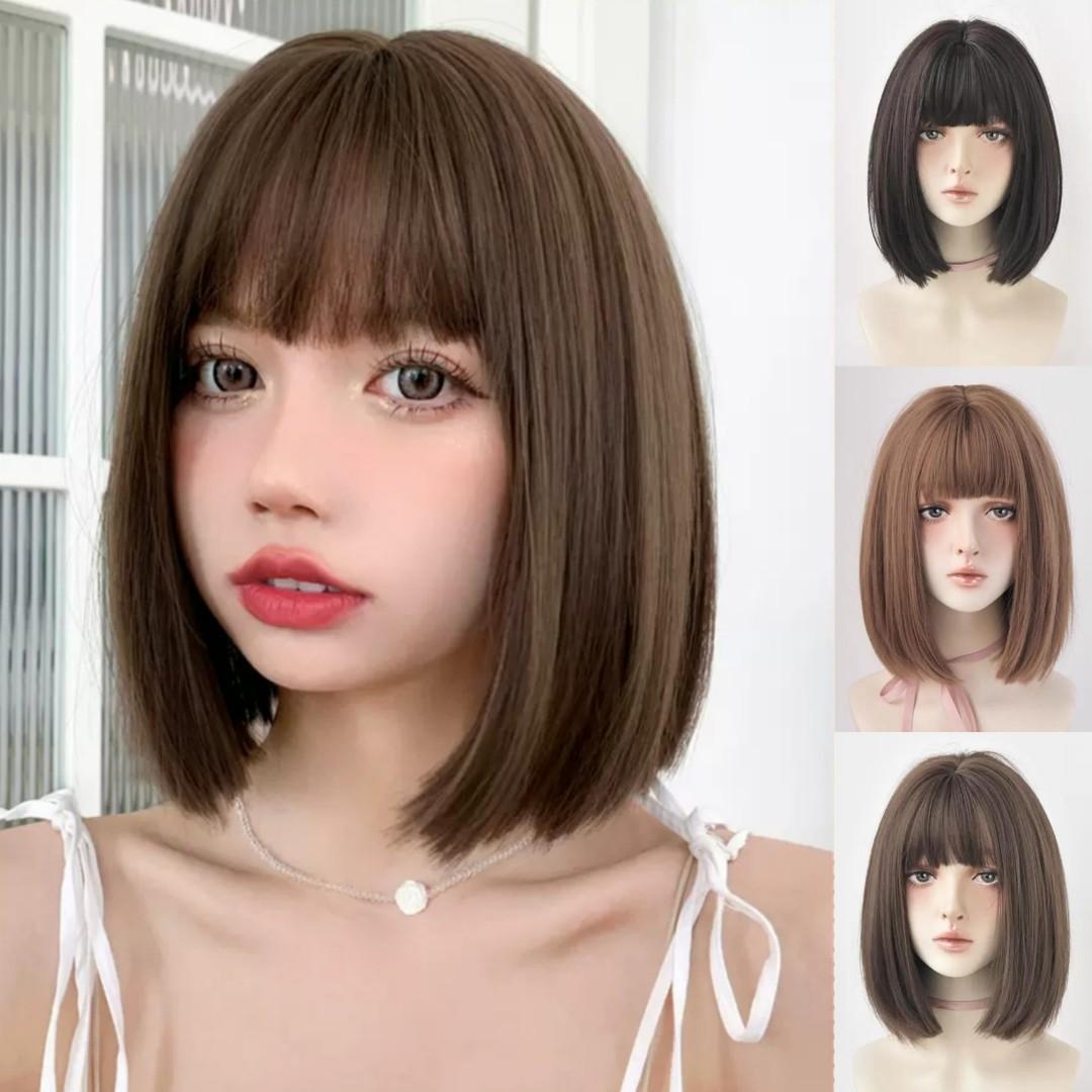 INSTOCK ★3 COLORS★Korean Bob Short Airy Bangs Wig Hair [Adjustable/Bre ...