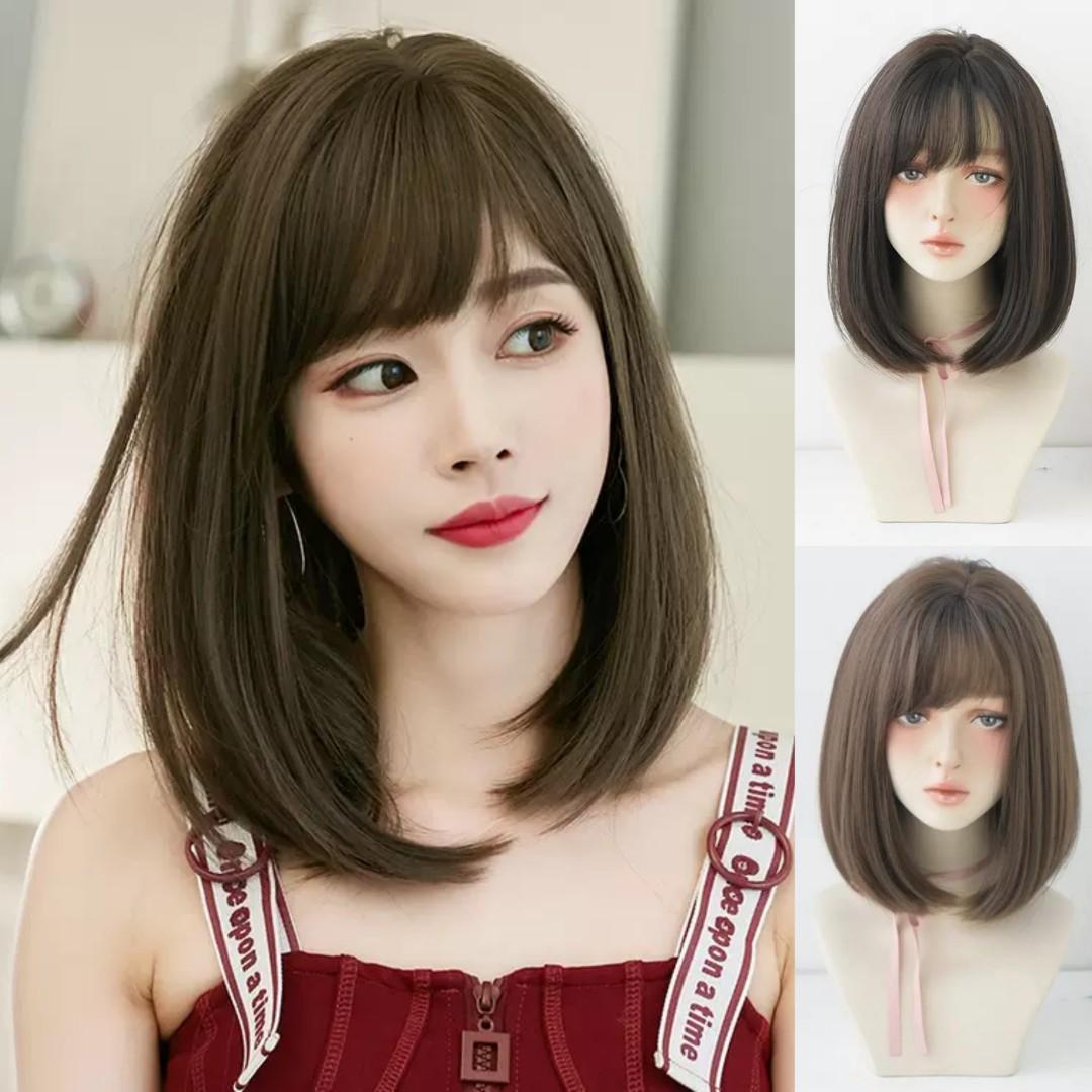INSTOCK ★2 COLORS★ Korean Natural Airy Bangs C-Curl Straight Side Part ...